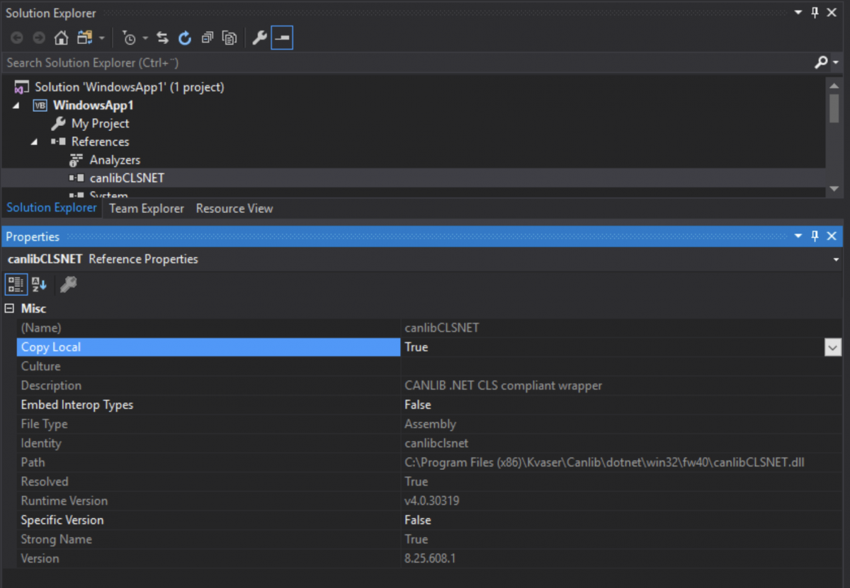 Using CANlib Visual Studio 2017 VB canlibCLSNET - Kvaser